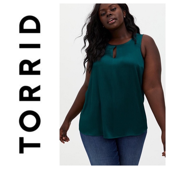 torrid | Tops | Torrid Plus Size Shiny Teal Crinkle Gauze Keyhole Swing ...